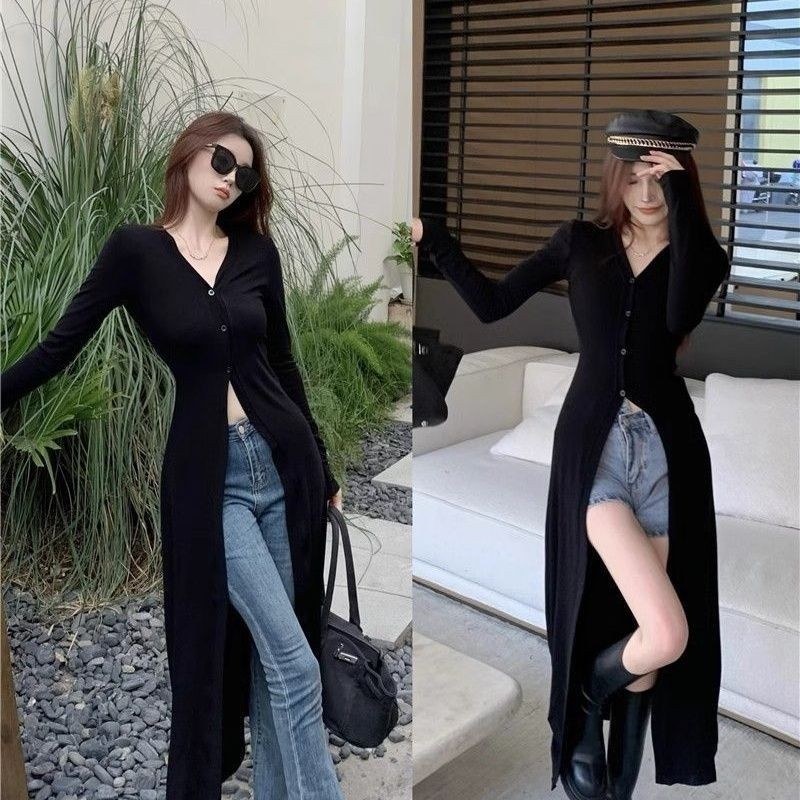 Cold Style Influencer Yujie Fan Long Ice Silk Cardigan Women ...