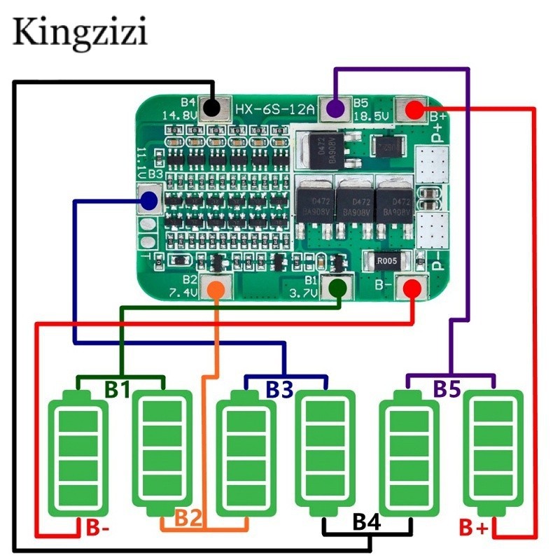 1pcs 6S 15A 24V PCB BMS Protection Board For 6 Pack 18650 Li-ion ...