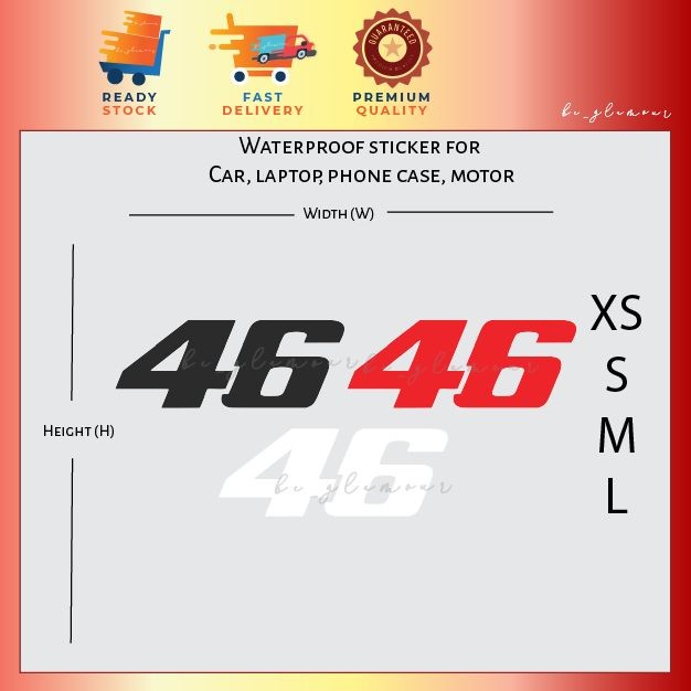 Number 46 logo sticker reflective stiker Valentino Rossi motor grand ...