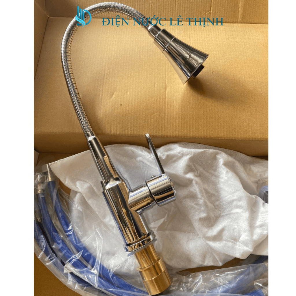 Soft hot and cold sink faucet with flared head comes with 2 supply ...