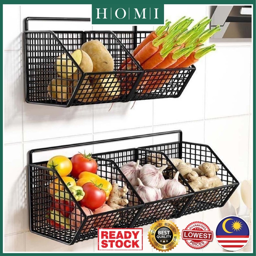 📦 HOMI READY STOCK 📦Wall Hanging Kitchen Rack Stainless Steel ...
