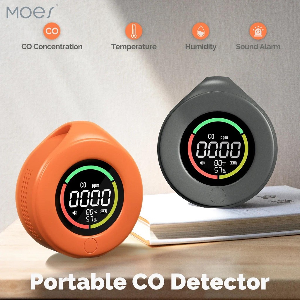 MOES Mini Carbon Monoxide Detector Travel 3-in-1 Portable Temp/Humi/CO Meter with Magnetic ...