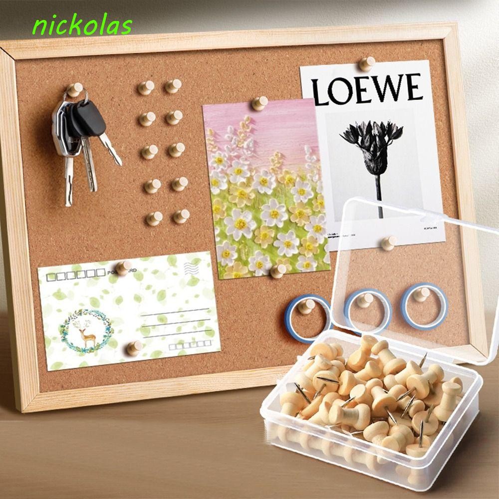 NICKOLAS 50PCS Board Tacks Push Pins, Plastic Wall Cards Photos Pushpin ...
