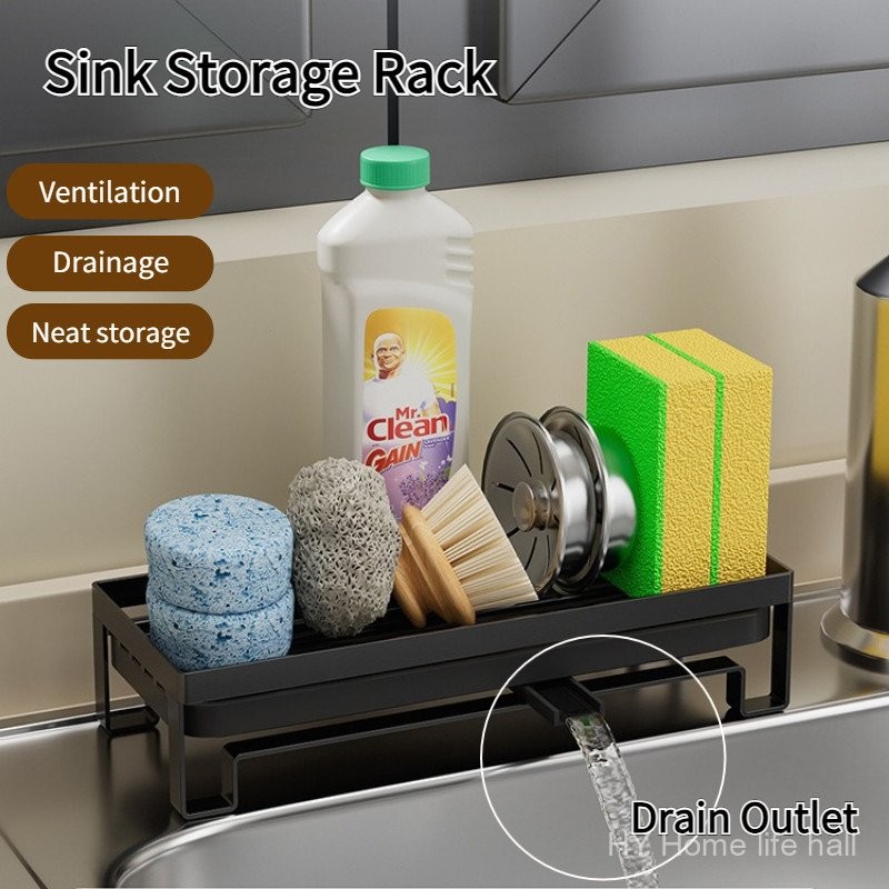 Sink Organizer Sponge Tray Stainless Steel Sink Rag Rack Sponge Holder ...