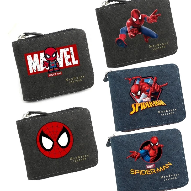 Spider Man Anime Printed Wallet PU Matte Zipper Wallet Large Capacity ...