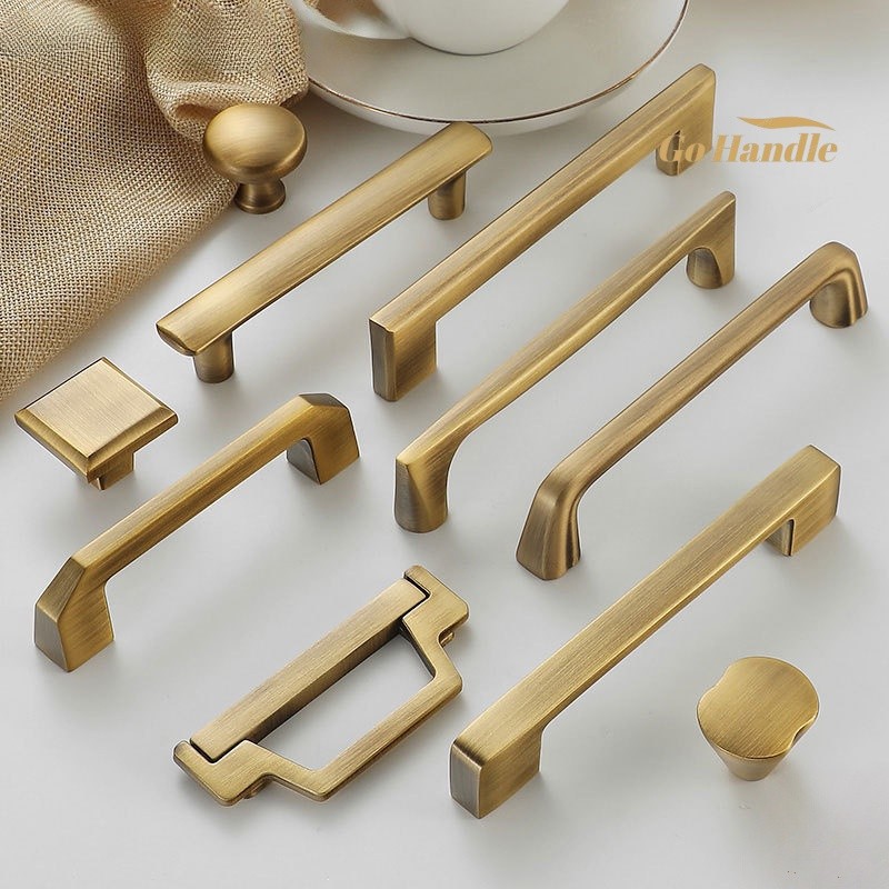 Mocha Yellow Antique Brass Drawer Knob And Handle Simple Wardrobe ...