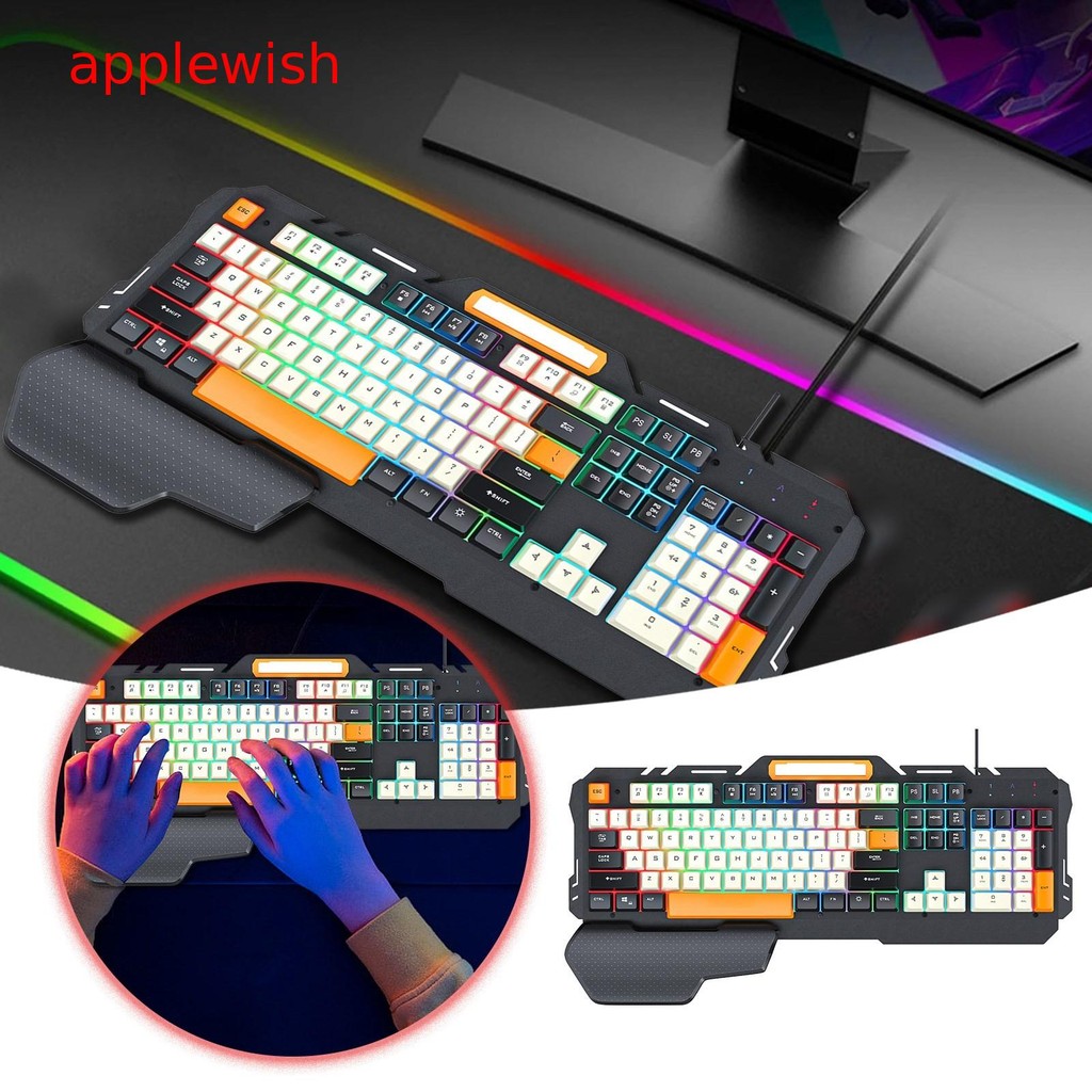 Metal Backlit Wrist Rest Gaming Keyboard With Wired Floating And ...