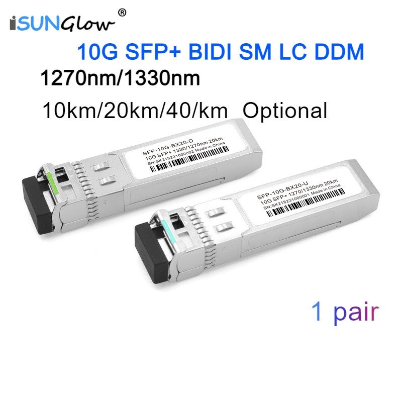SFP+ 10G SFP Module 1330nm/1270nm BIDI LC Connector Optical Transceiver Module Fiber Optic BIDI ...