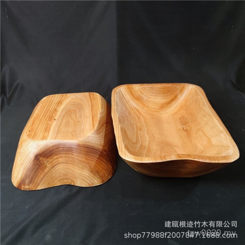 Pinggan buah kayu pepejal, buatan kayu, segi empat tepat, lembangan ...