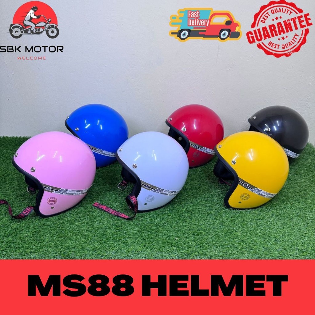 🔥【SBK MOTOR】Helmet MS88 | Topi Keledar Retro Stylish | Motorcycle ...