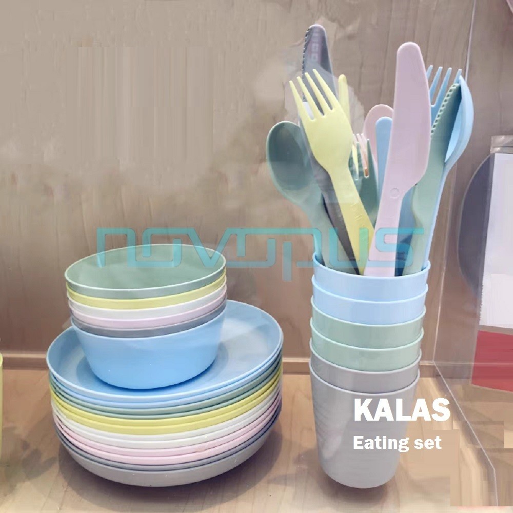 NOVO Cute Pastel Colours Kids Tableware Set (Plate, Bowl, Mug, Cutlery ...