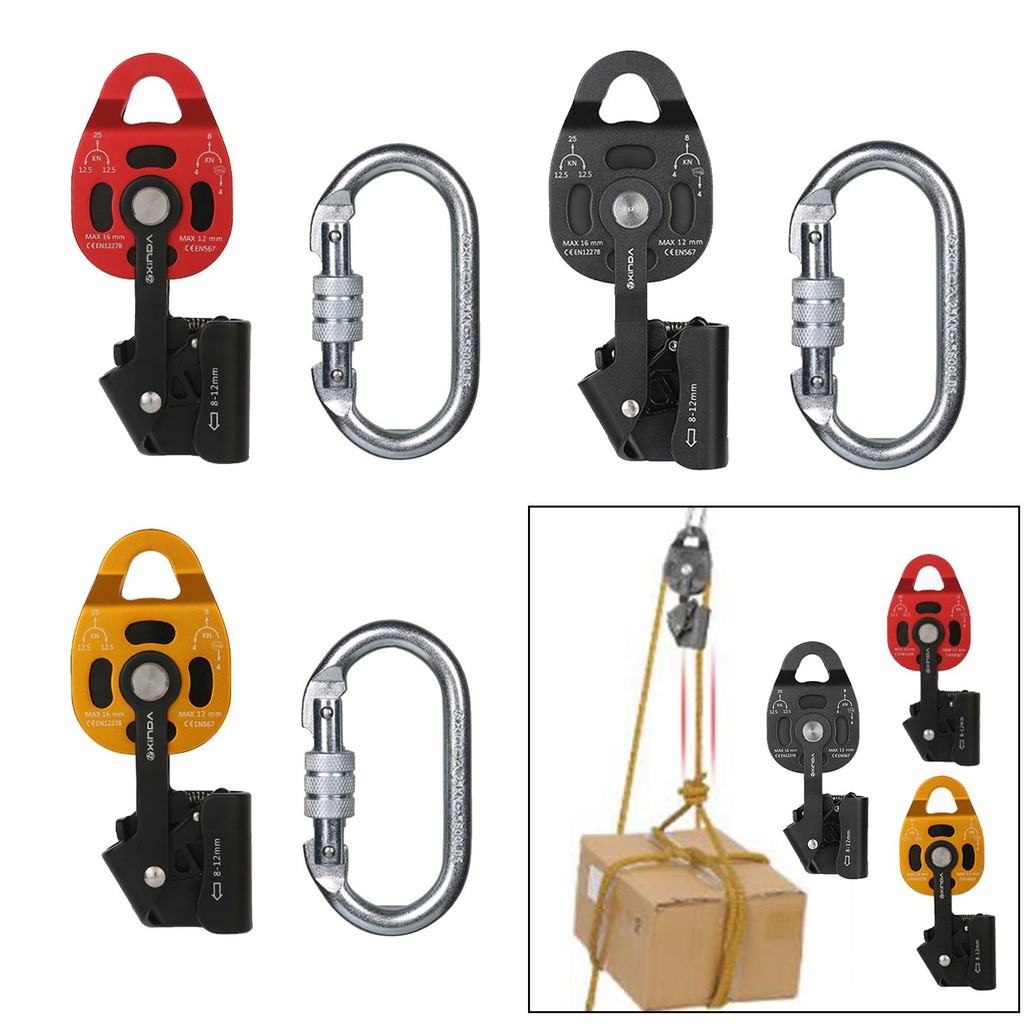 [dlqnylu] 25KN Rope Hoist Lifting Pulley Heavy Duty Single Wheel Swivel ...