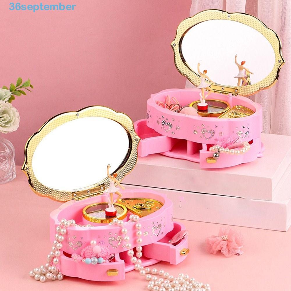 SEPTEMBER Pink Flip Music Box, Girl's Heart Exquisite Dancing Girl ...