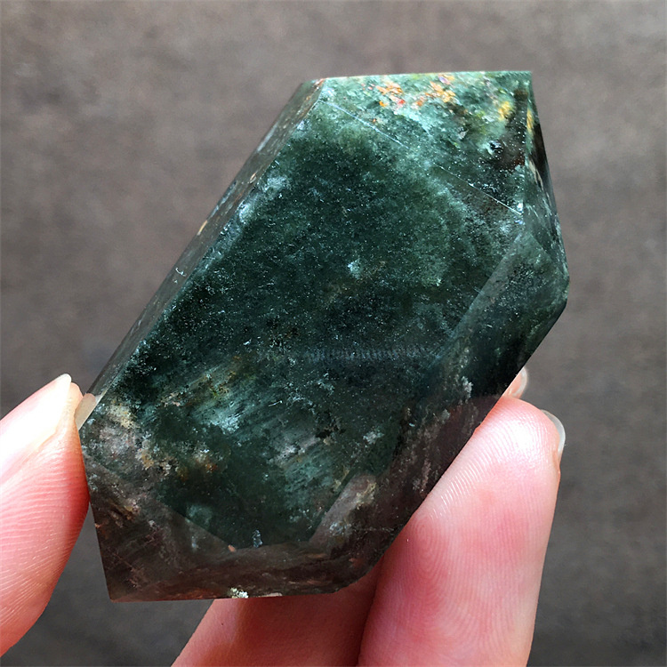 Natural Green Ghost Crystal Pillar Four Seasons Colorful Ghost Rough Stone Polished Double ...