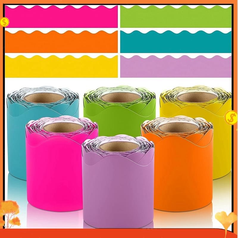 6 Rolls 198 Ft Bulletin Board Borders for Classroom, Paper Roll ...