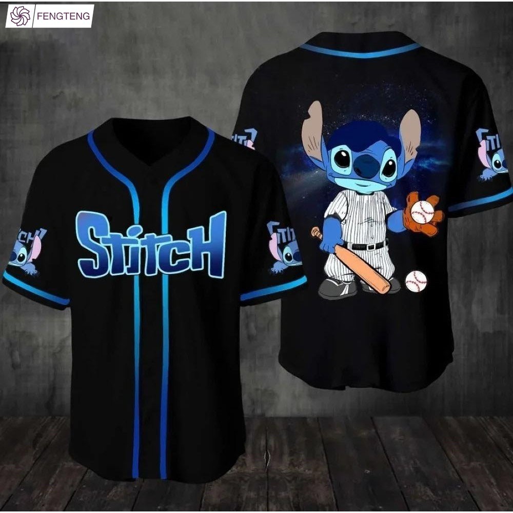 “Disney Stitch Baseball T-shirt Men | Casual Anime Cartoon T-shirts ...
