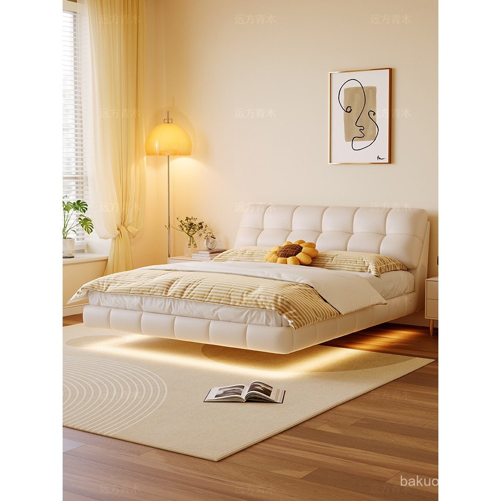 Cream Style Cloud Bed Suspended Puff Bed Modern Simple Light Luxury ...