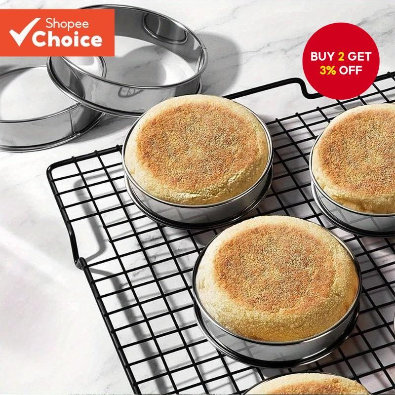 2Pcs/Set Stainless Steel Double Rolled Baking Circle Tart Ring Fruit ...