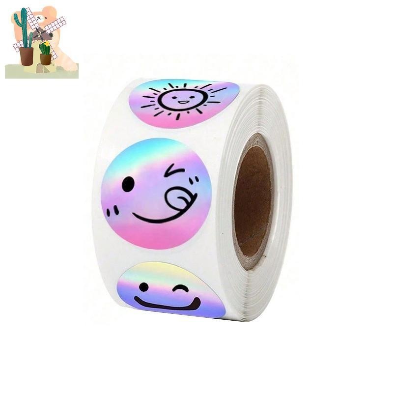 Holographic Stickers Roll 500 Sheets Faces Thank You Labels for Gift ...
