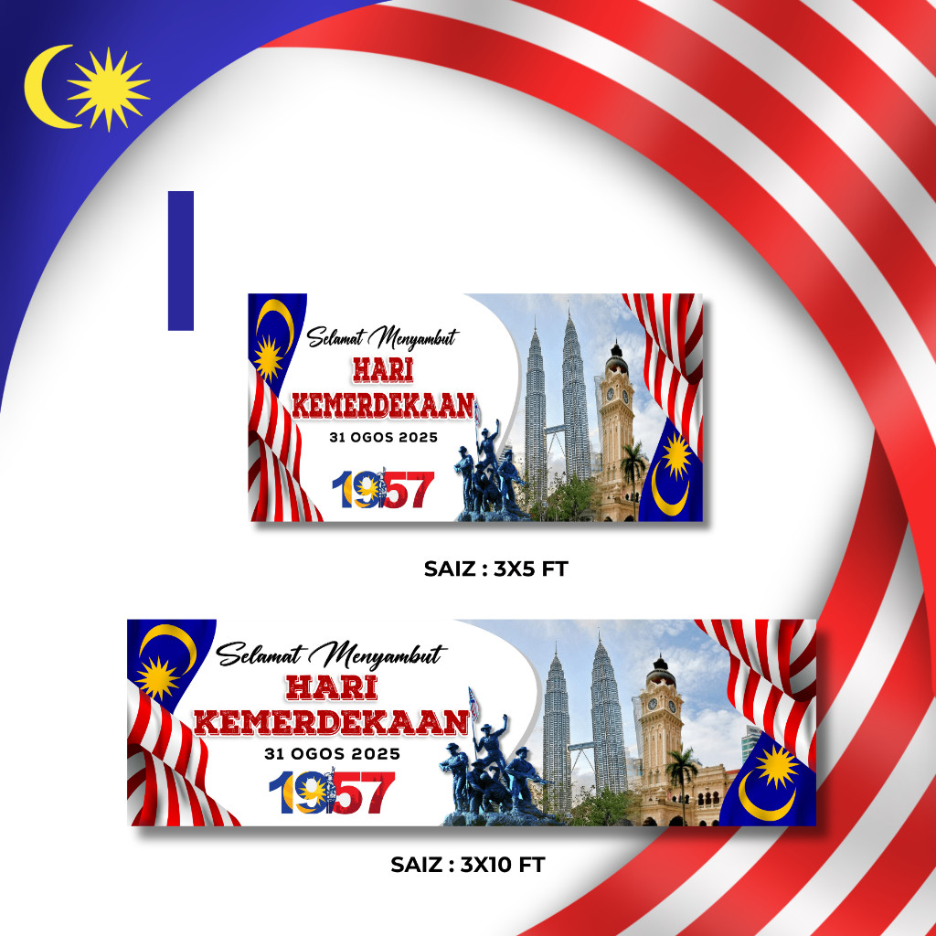 Banner sepanduk Malaysia Merdeka streamer bunting sambutan Merdeka hari ...