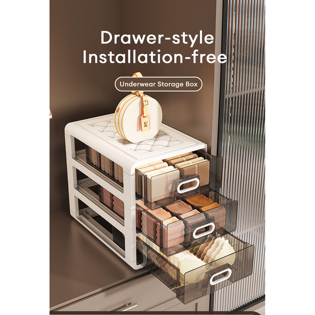 Drawer type underwear storage box partition plastic home locker storage ...