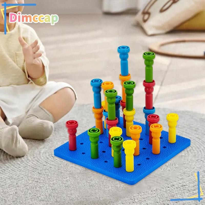 [dimccap] Stacking Peg Board Set Stacking Nails Color Learning Early ...