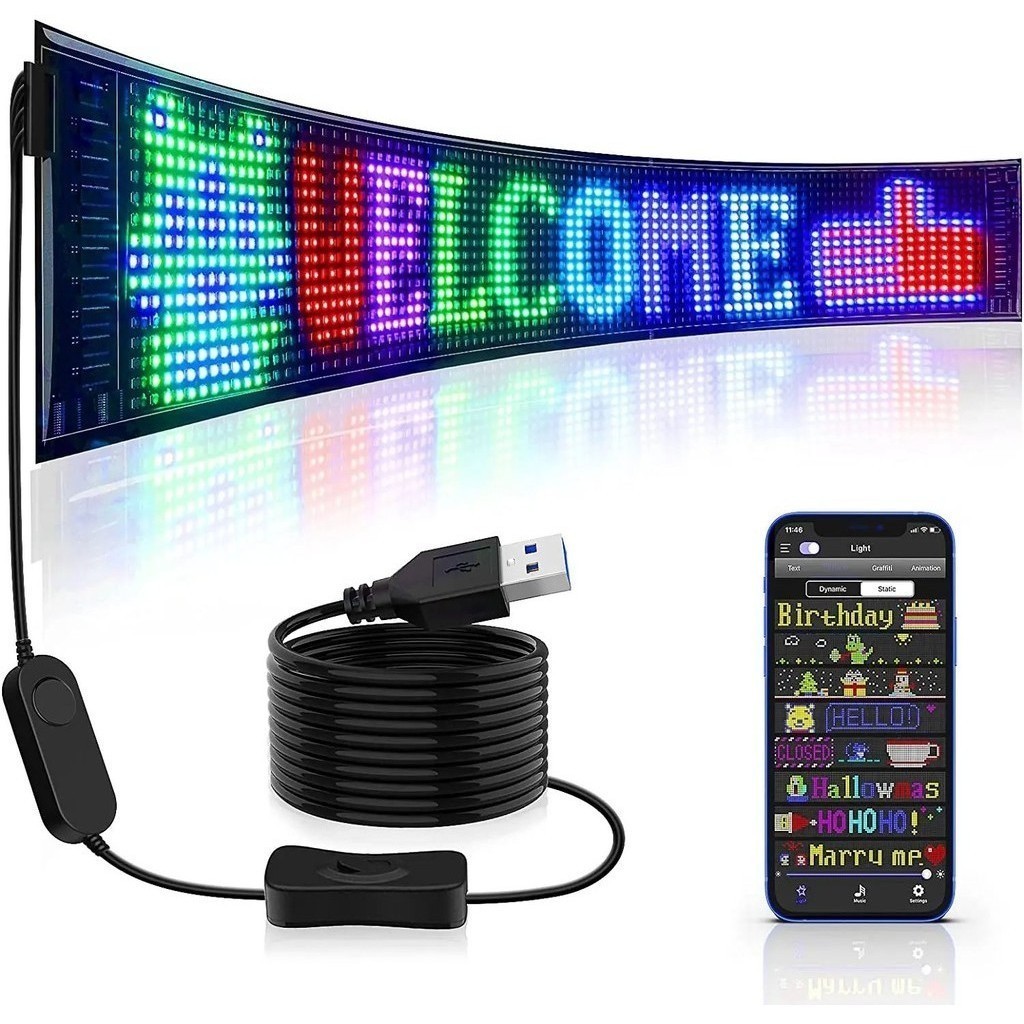 Flexible Car Message Display RGB LED Matrix Panel Bluetooth APP ...