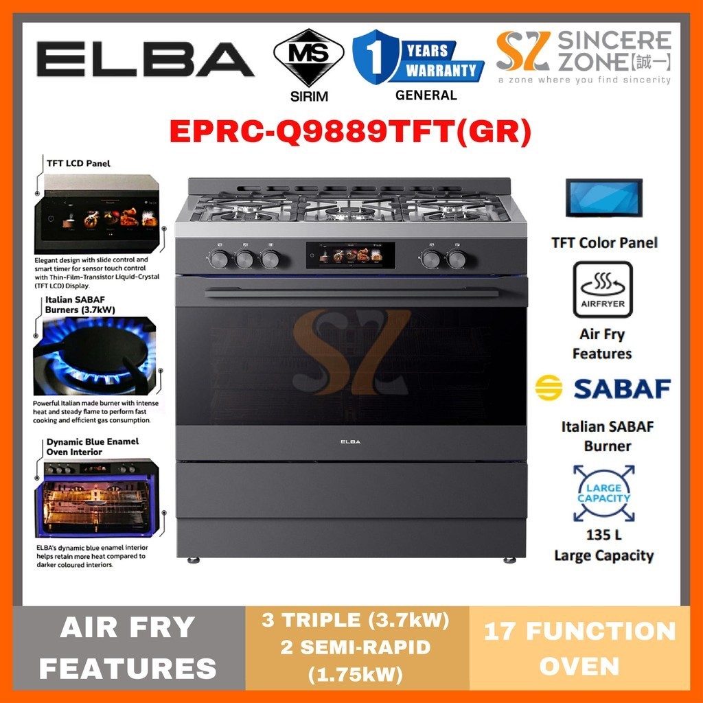 ELBA EPRC-Q9889TFT(GR) Mastro Collection Professional Range Cooker I 5 ...