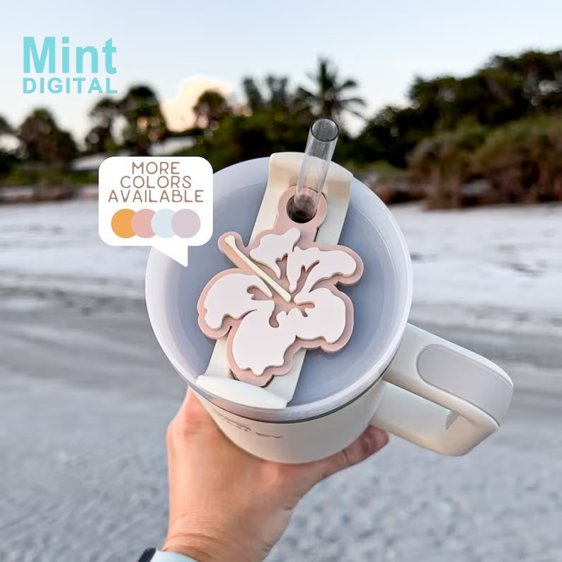 Cup Lid Tag Hibiscus Flower Tumbler Tags for 40oz 30oz 20oz Cup 2nd ...