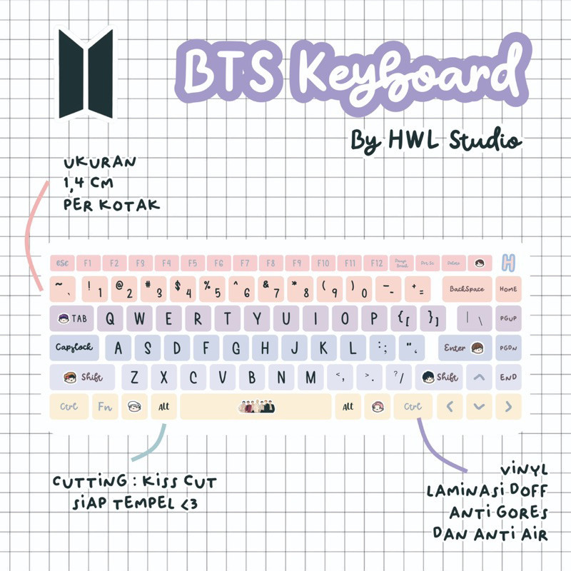 International Replacement Keyboard Sticker - BTS Keyboard Sticker ...