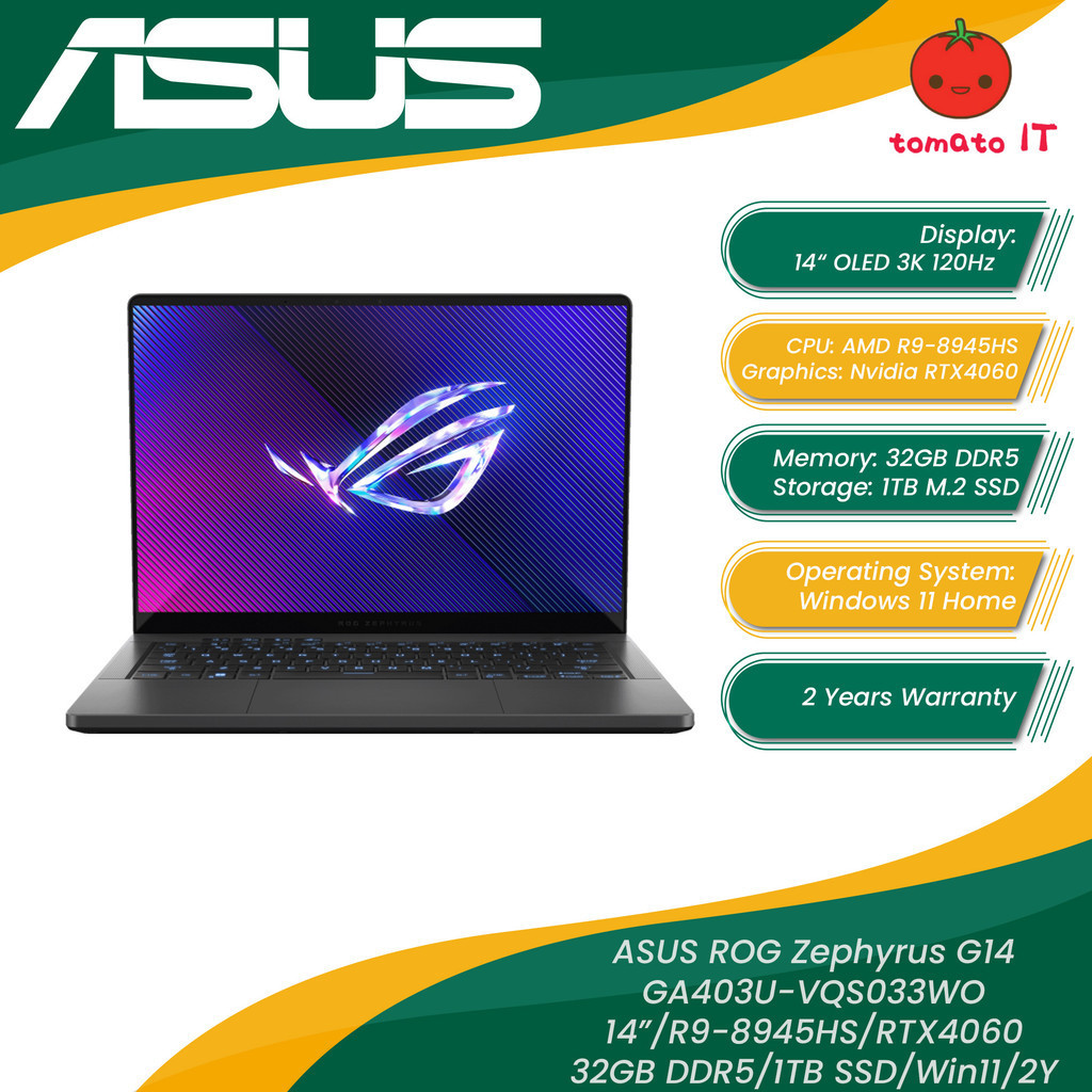 ASUS ROG Zephyrus G14 GA403U-VQS033WO Gaming Laptop - 14" OLED 3K 120Hz ...