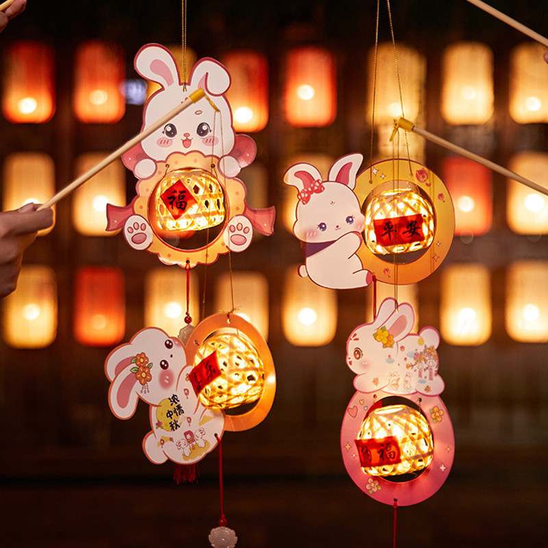 Chinese Mid-Autumn Festival Lantern Cute Rabbit Handheld Lanterns Mid ...