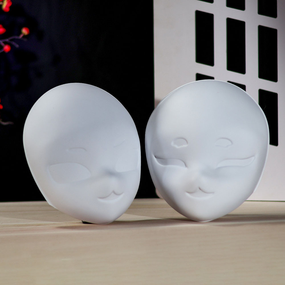 Cute Full Face White Mask DIY Blank Matte PVC Masks Halloween Party ...