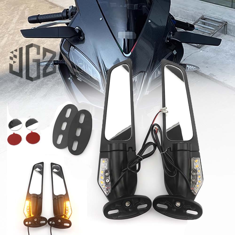 for YAMAHA R15M R25 R3 R1 Winglet Side Mirror With Light Motorcycle ...