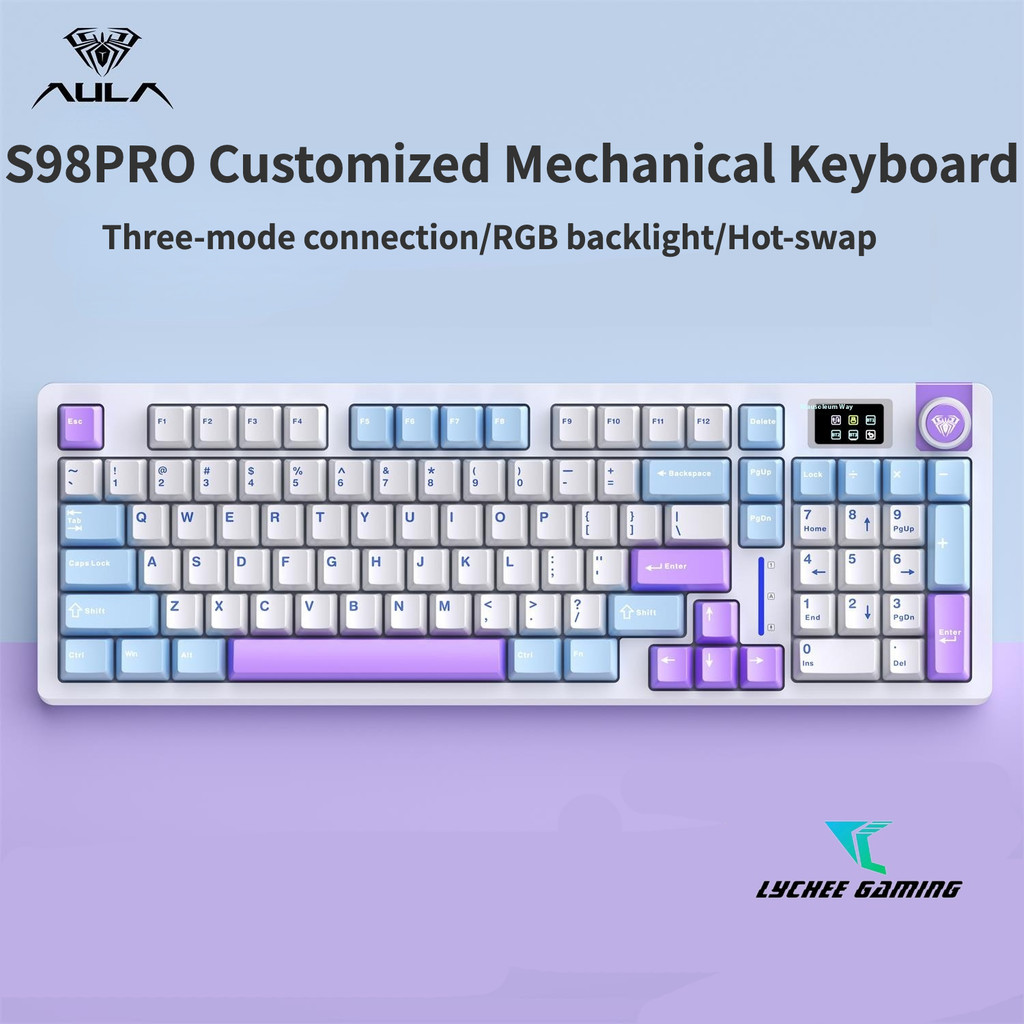AULA S98 PRO Customized Mechanical Keyboard 2.4g Wireless Three Mode Bluetooth Gasket Structure ...