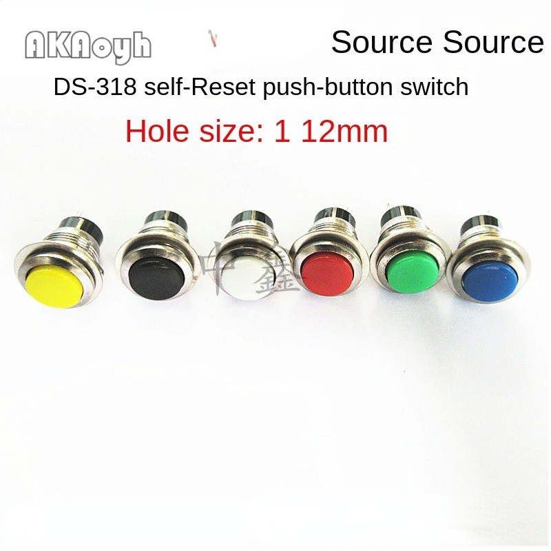Ds-318 Miniature Push Button Switch Round 12MM Push-On Self-Reset ...