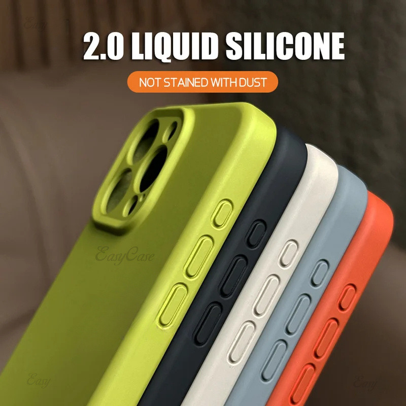 Luxury 2.0 Liquid Silicone Case For iPhone 11 12 13 14 15 16 Pro Max ...