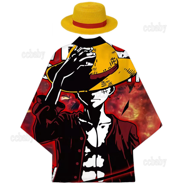 Monkey D Luffy Costume for Kid Boy One Piece King Kimono Cloak ...