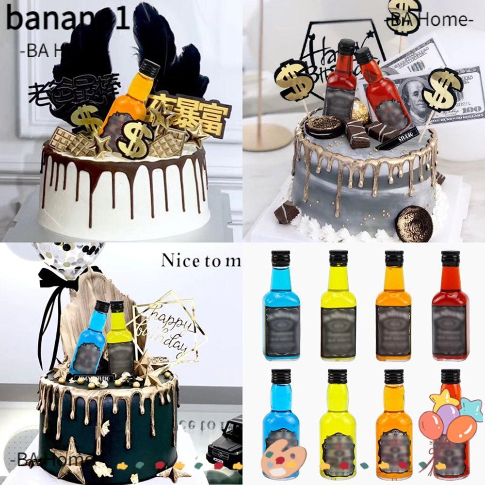 BA Alcohol Bottle Whiskey Birthday Decoration Father's Day Cake Topper ...