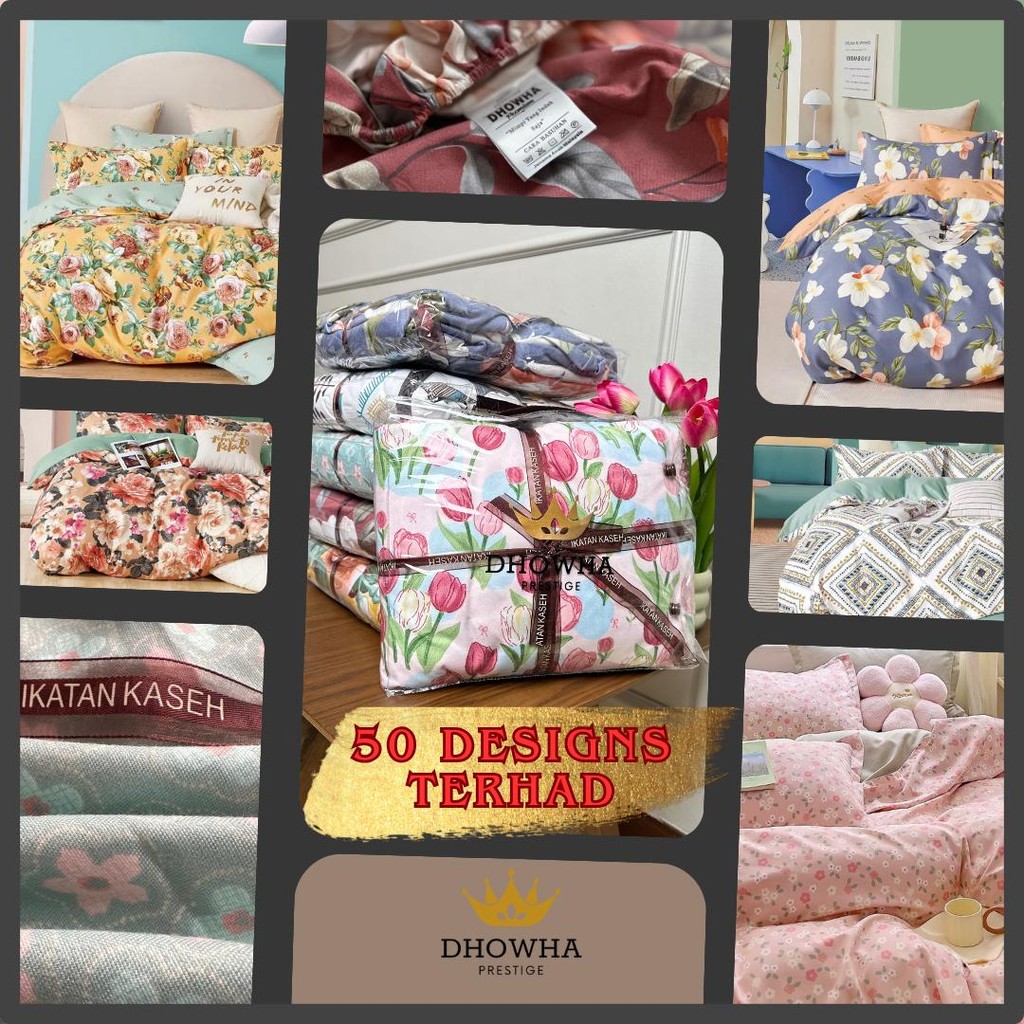 (PERCUMA 5 Hadiah) Dhowha PRESTIGE Cadar Cotton Fiber 2X BERKUALITI Set ...