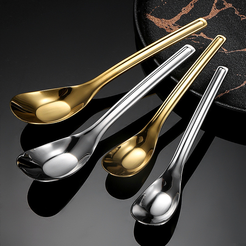 Oukeai 304 Stainless Steel Spoon Ingot Spoon Deepened Flat Bottom Spoon ...