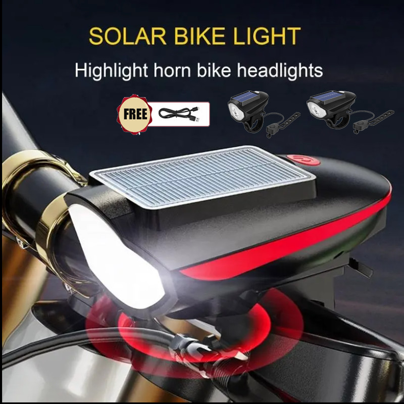 Multifunctional Solar Bicycle Light with Horn MTB Road Bicycle Lantern ...