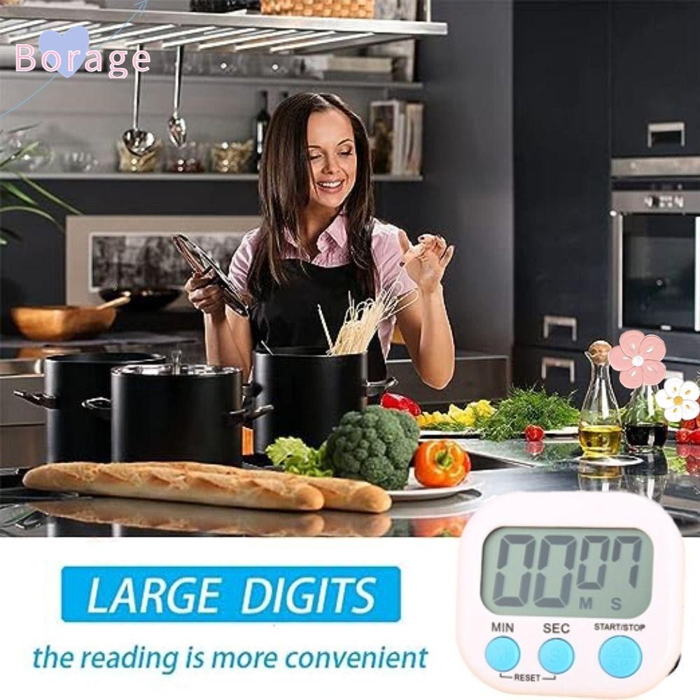 BORRAONE Digital Visual Timer, LCD Screen Display Loud Alarm Kitchen ...