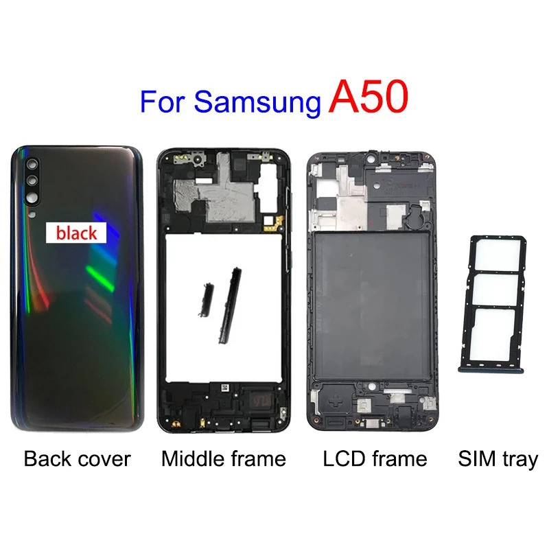 For Samsung A50 Back Battery Housing Frame Back Door Battery Cover with ...