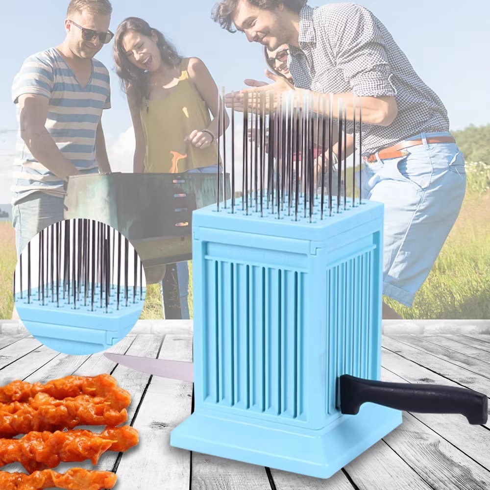 49 Holes Meat Skewer Kebab Maker Box Barbecue Stringer Box Machine Beef ...