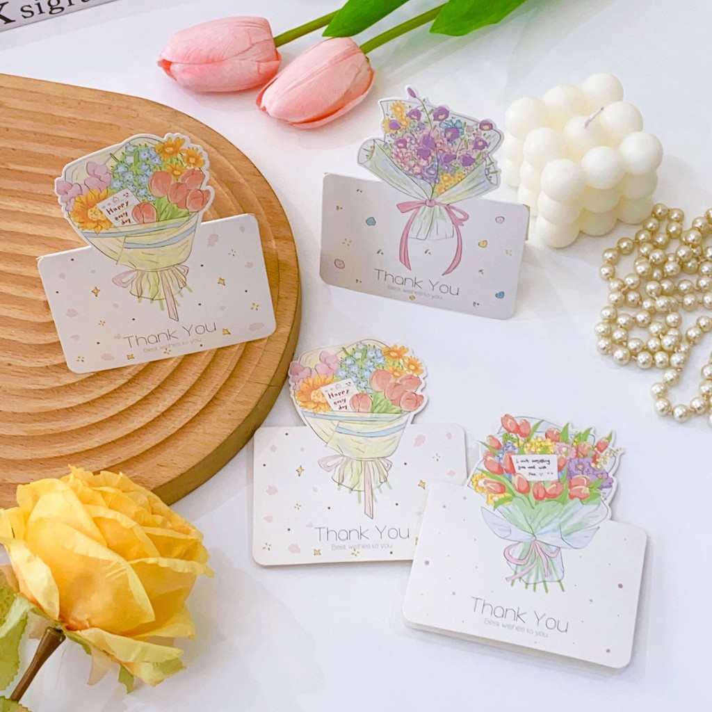 Mini Flower Bouquet Card Thank You Card Mother's Day Teacher's Day Card ...