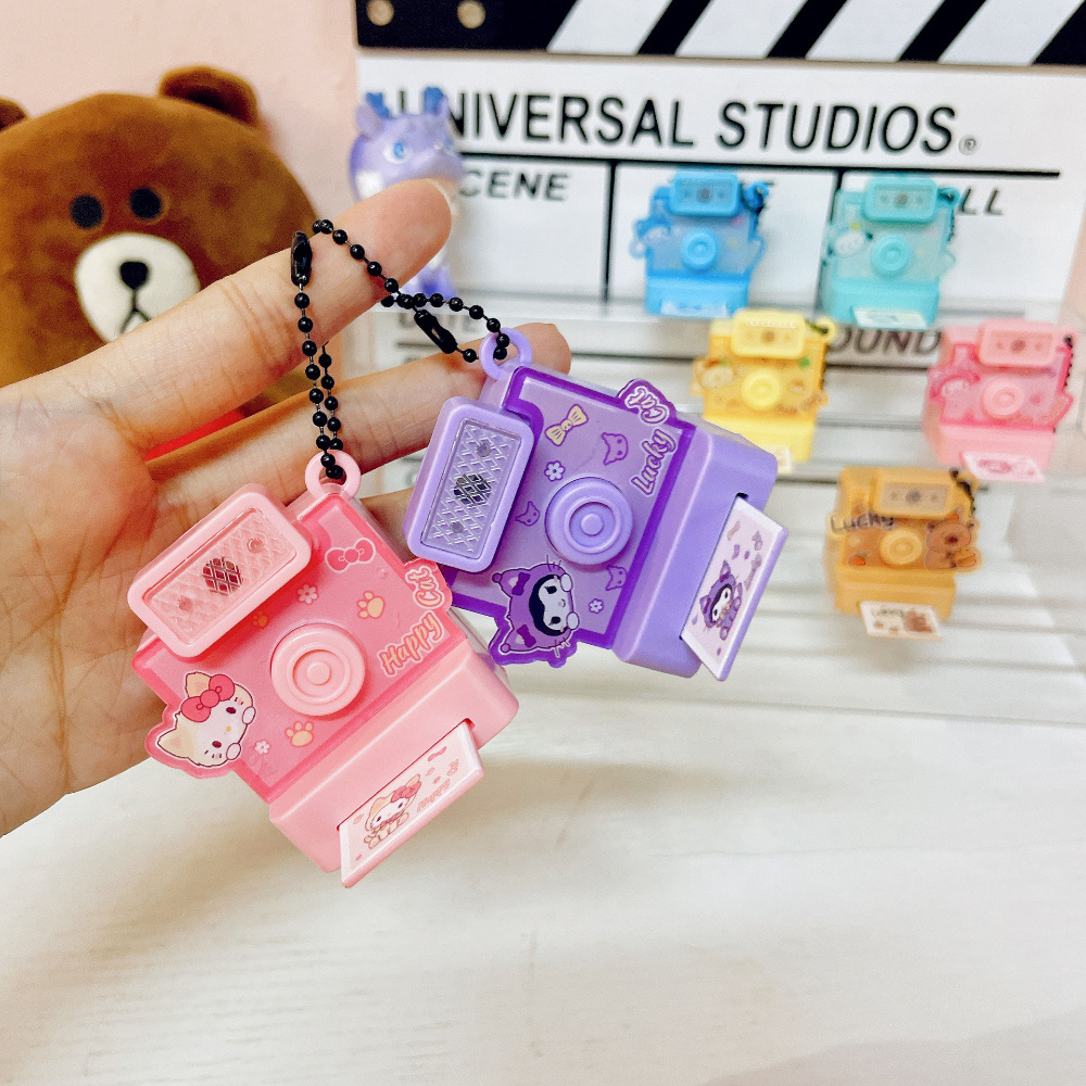 Cute Sanrio Kuromi Camera Model Keychain with Flash Lamp Melody ...