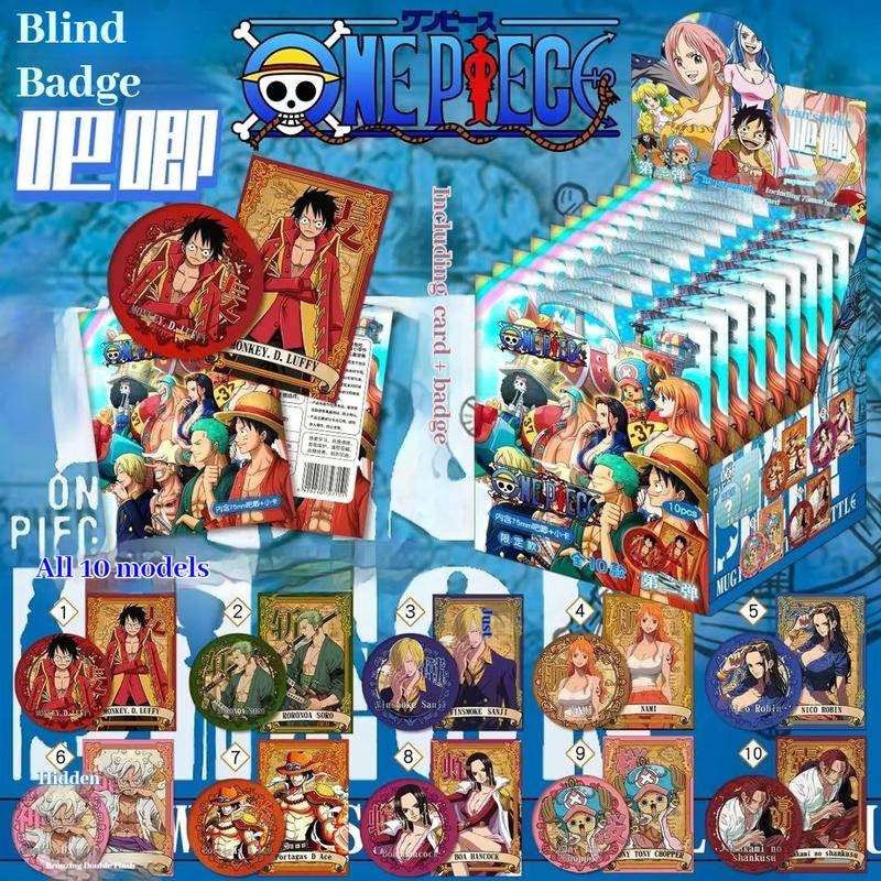 One Piece Blind Box Badge & Flash Card Set - 75mm Flash Badge and ...