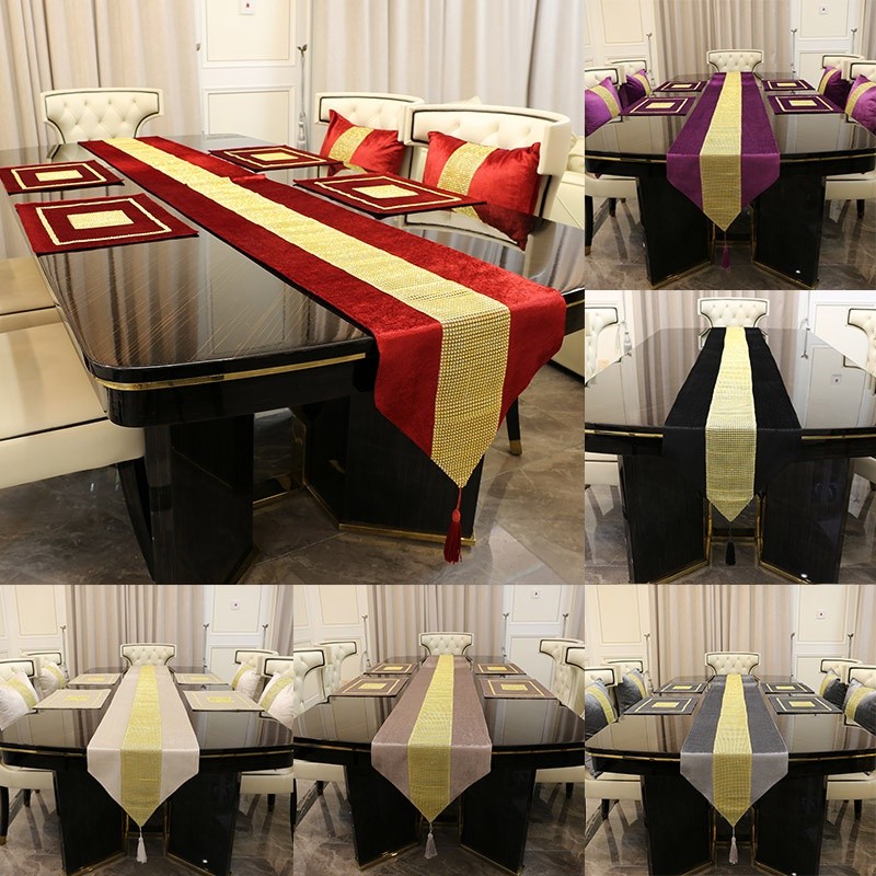 Table Runner Luxury Handmade High Quality Gold Rhinestones Table Runner ...