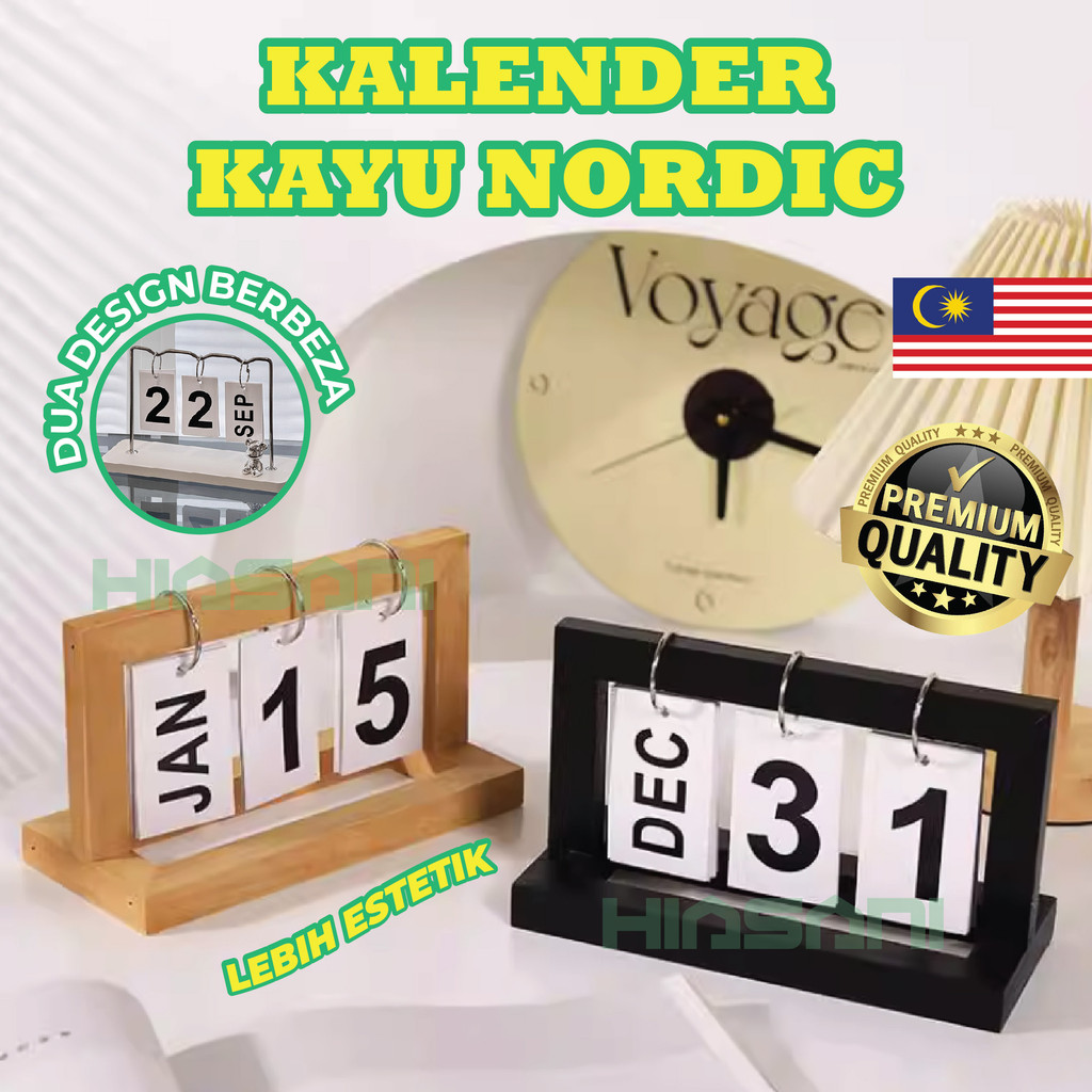 Wooden Calendar Nordic Simple Style Multicolor Flipping Wooden Desktop ...
